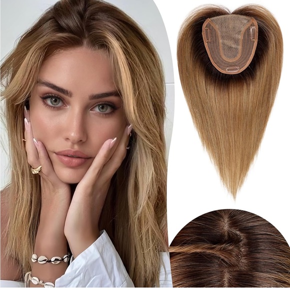 Hair | 14 Human Hair Toppersombre Blonde Middle Part Hair Toppersblonde ...